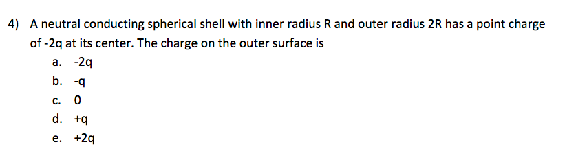 Solved 4) A neutral conducting spherical shell with inner | Chegg.com