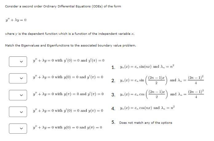 Solved Consider A Second Order Ordinary Differential