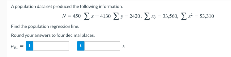 Solved A population data set produced the following | Chegg.com