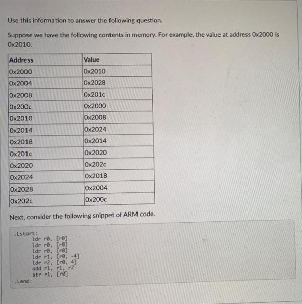 Solved Use this information to answer the following | Chegg.com