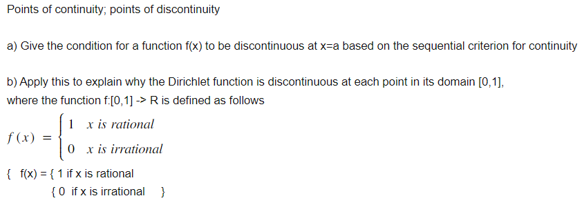 Solved Points of continuity; points of discontinuity a) Give | Chegg.com