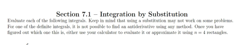 Solved Section 7.1 - Integration by Substitution Evaluate | Chegg.com