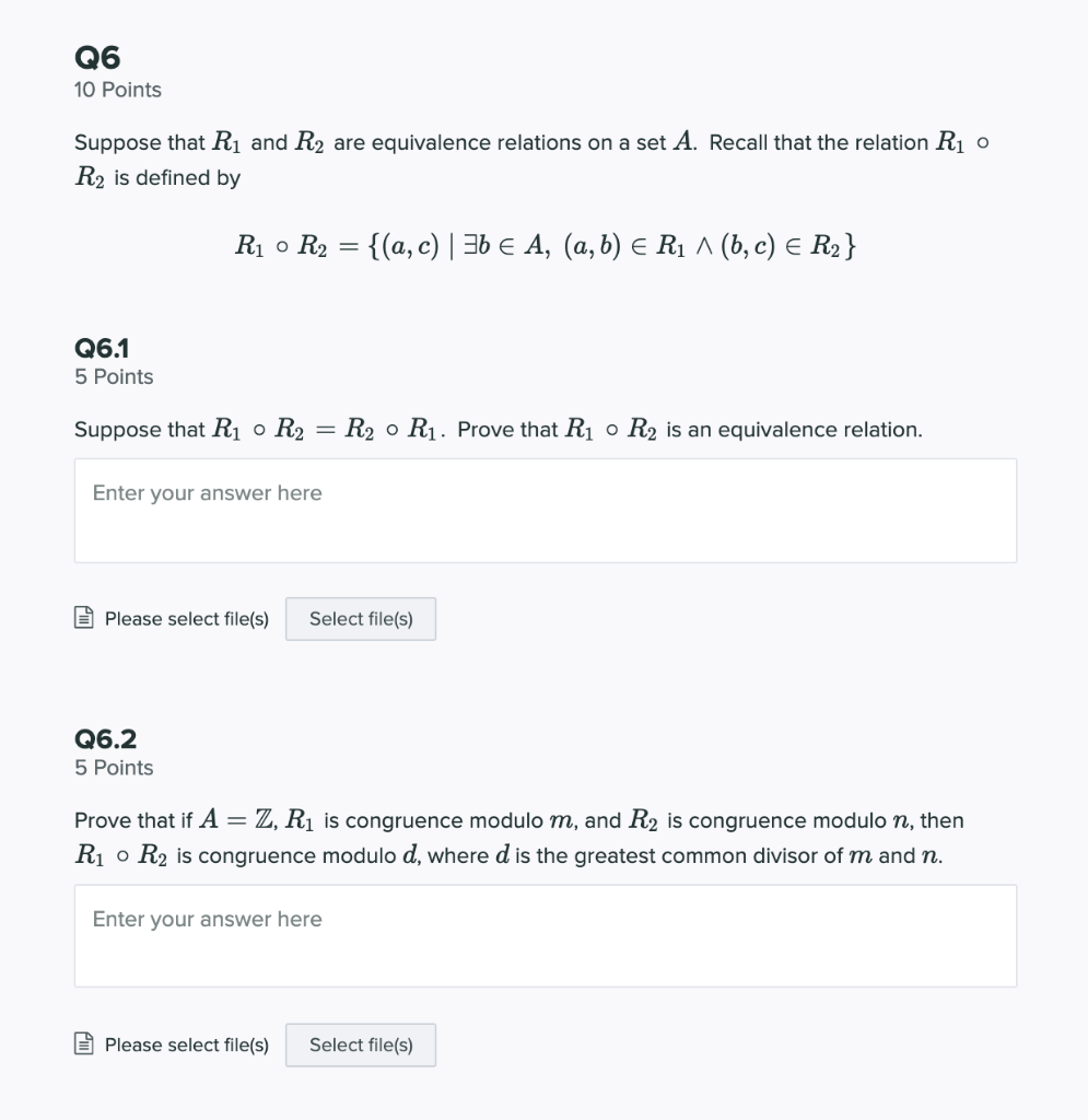 Solved Q6 10 Points Suppose that R1 and R2 are equivalence | Chegg.com
