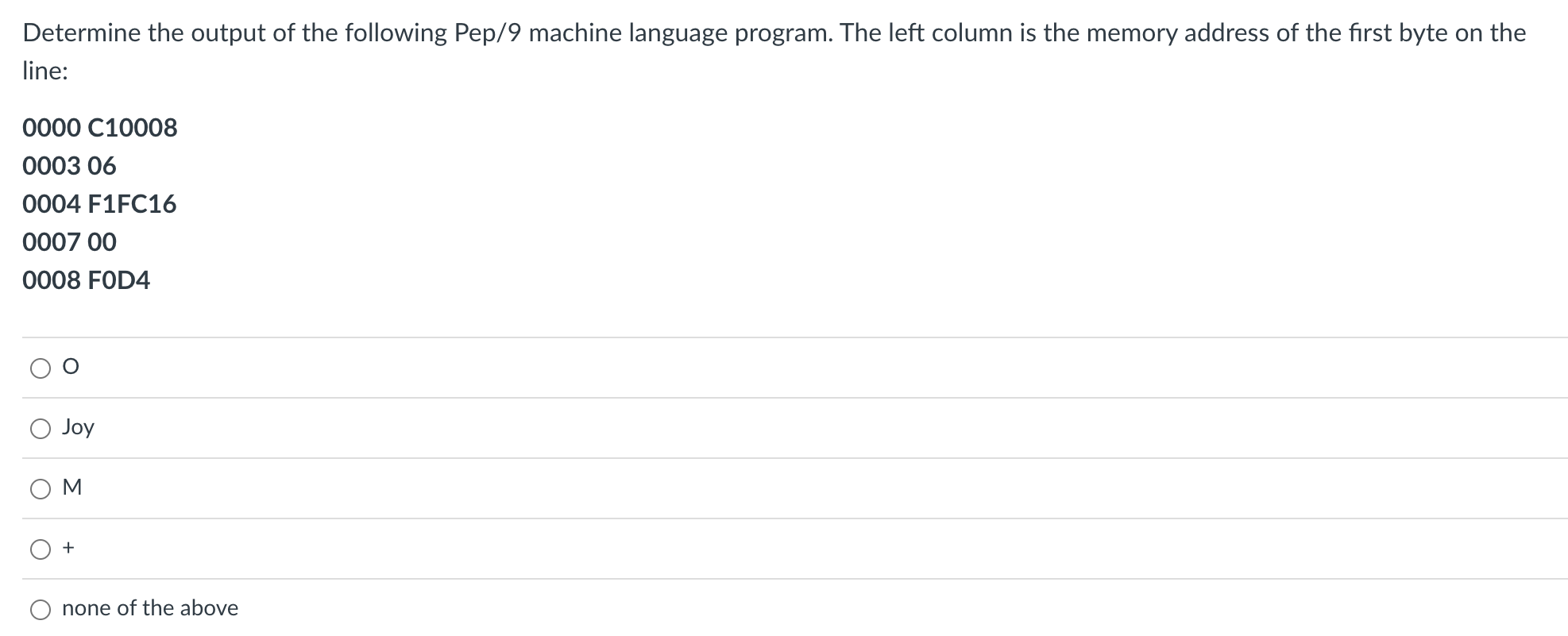 Solved Determine the output of the following Pep/9 machine | Chegg.com