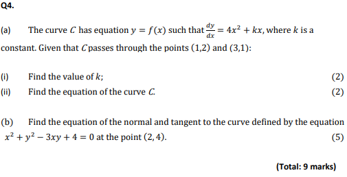 Solved Q4. (a) The curve C has equation y = f(x) such that = | Chegg.com