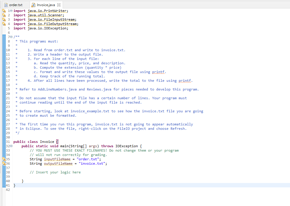Solved * order.txt Invoice.java X 10 import | Chegg.com