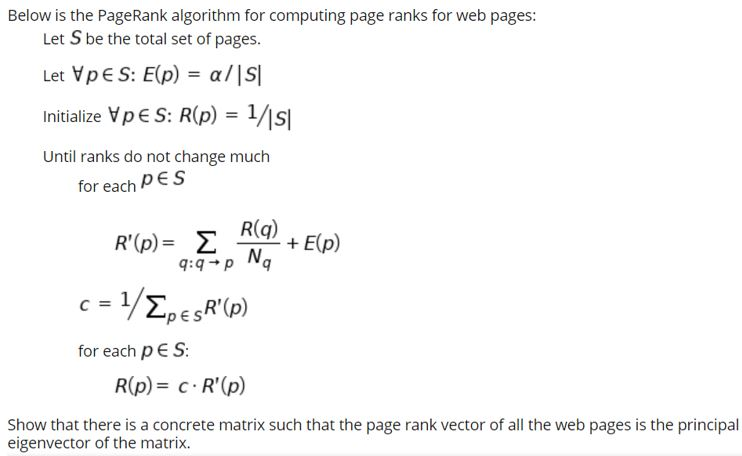 Below Is The Pagerank Algorithm For Computing Page 