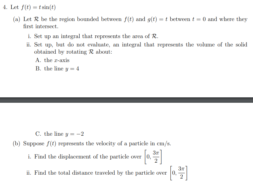 Solved Let f(t)=tsin(t)(a) ﻿Let R ﻿be the region bounded | Chegg.com