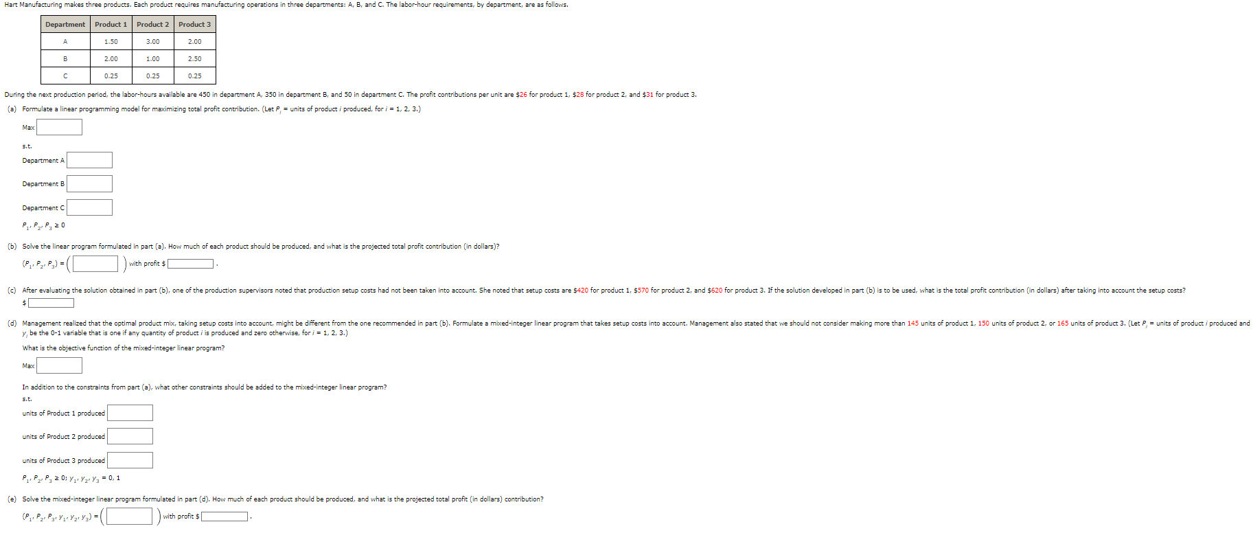 (a) Formulate a linear programming model for | Chegg.com