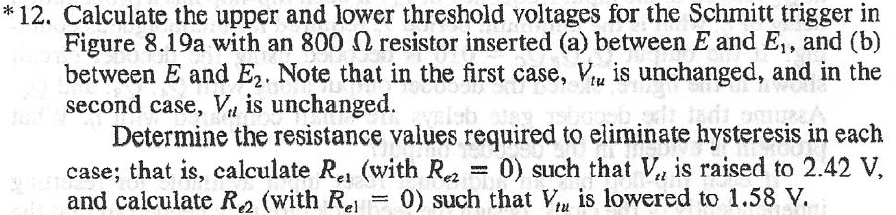 12. Calculate the upper and lower threshold voltages | Chegg.com