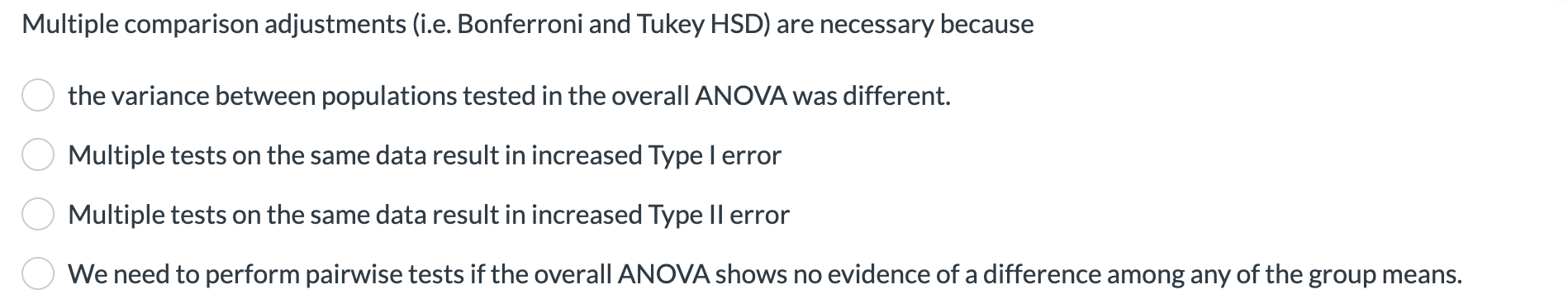 Solved Multiple comparison adjustments (i.e. Bonferroni and | Chegg.com