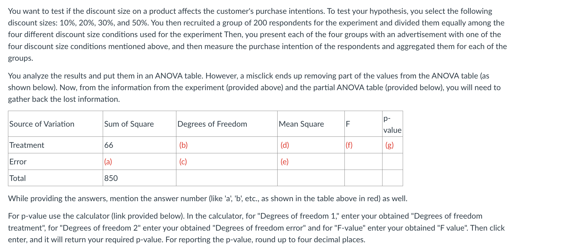 Solved You want to test if the discount size on a product | Chegg.com