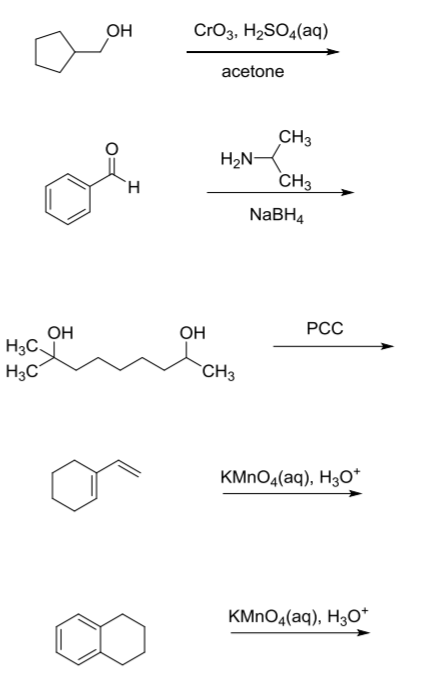 Solved он CrO3, H2SO4(aq) acetone CH3 H2N 0% NaBH 4 PCC он | Chegg.com