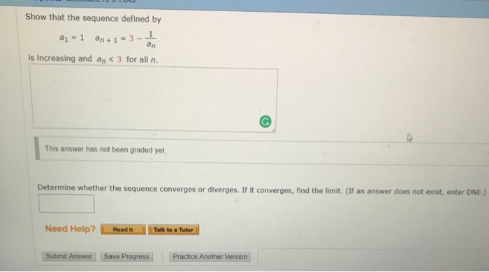 Solved Show that the sequence defined by a1-1 an + 1 . 3 an | Chegg.com