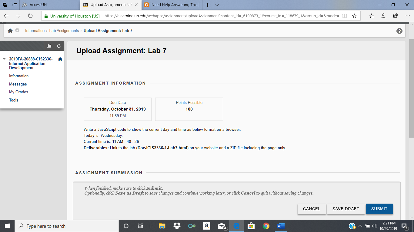 Solved BBUpload Assignment: Lat X C Need Help Answering This | Chegg.com