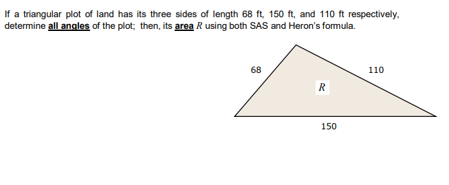 Solved If a triangular plot of land has its three sides of | Chegg.com