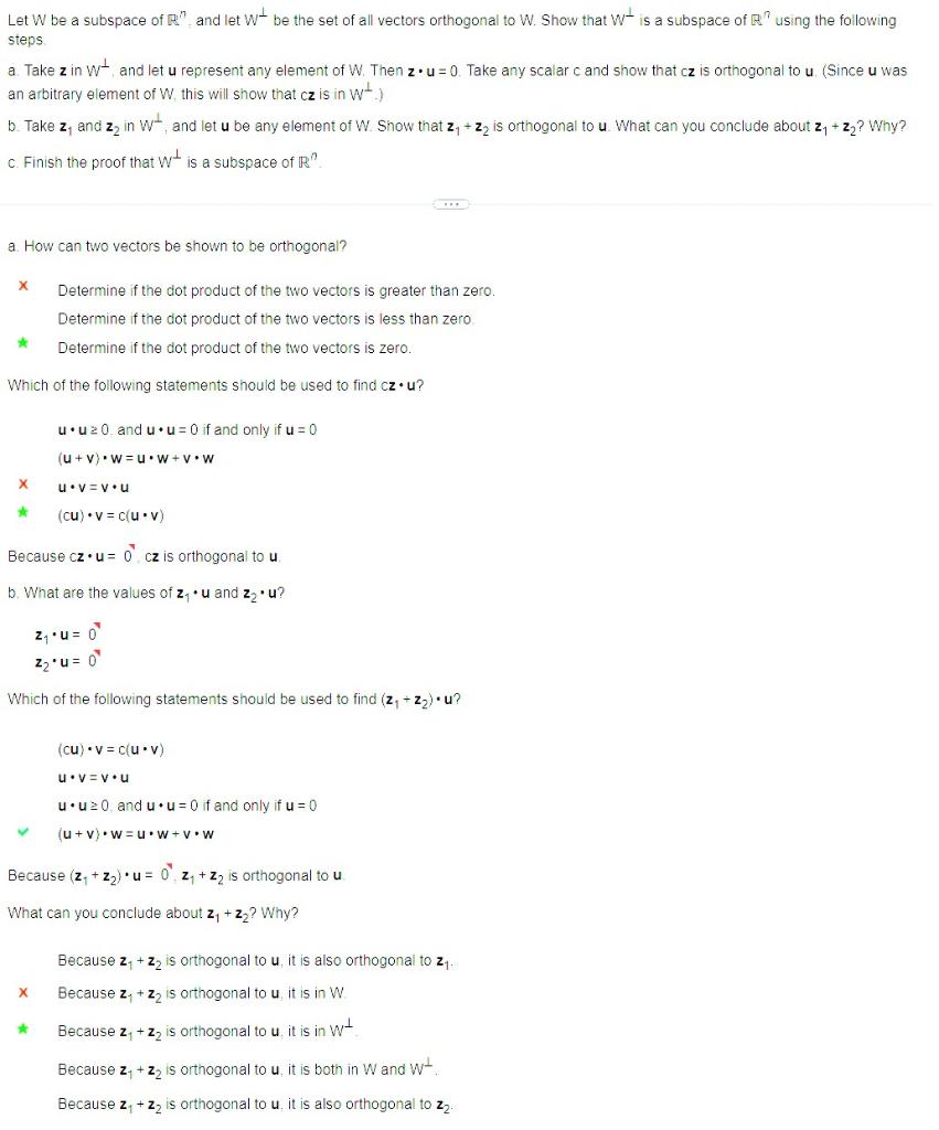 Solved Let W be a subspace of Rn and let W⊥ be the set of | Chegg.com Solved Let W be a subspace of Rn and let W⊥ be the set of | Chegg.com