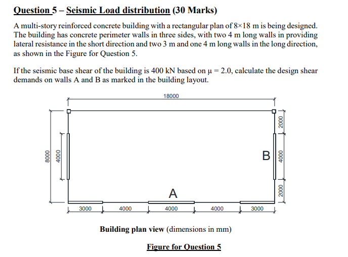 Solved Question 5 - Seismic Load distribution (30 Marks) A | Chegg.com