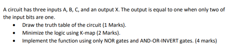 Solved A circuit has three inputs A, B, C, and an output X. | Chegg.com