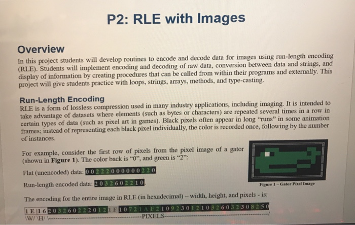 Solved P2: RLE with Images Overview In this project students | Chegg.com
