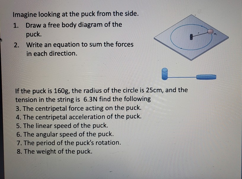 Solved Imagine looking at the puck from the side. 1. Draw a | Chegg.com