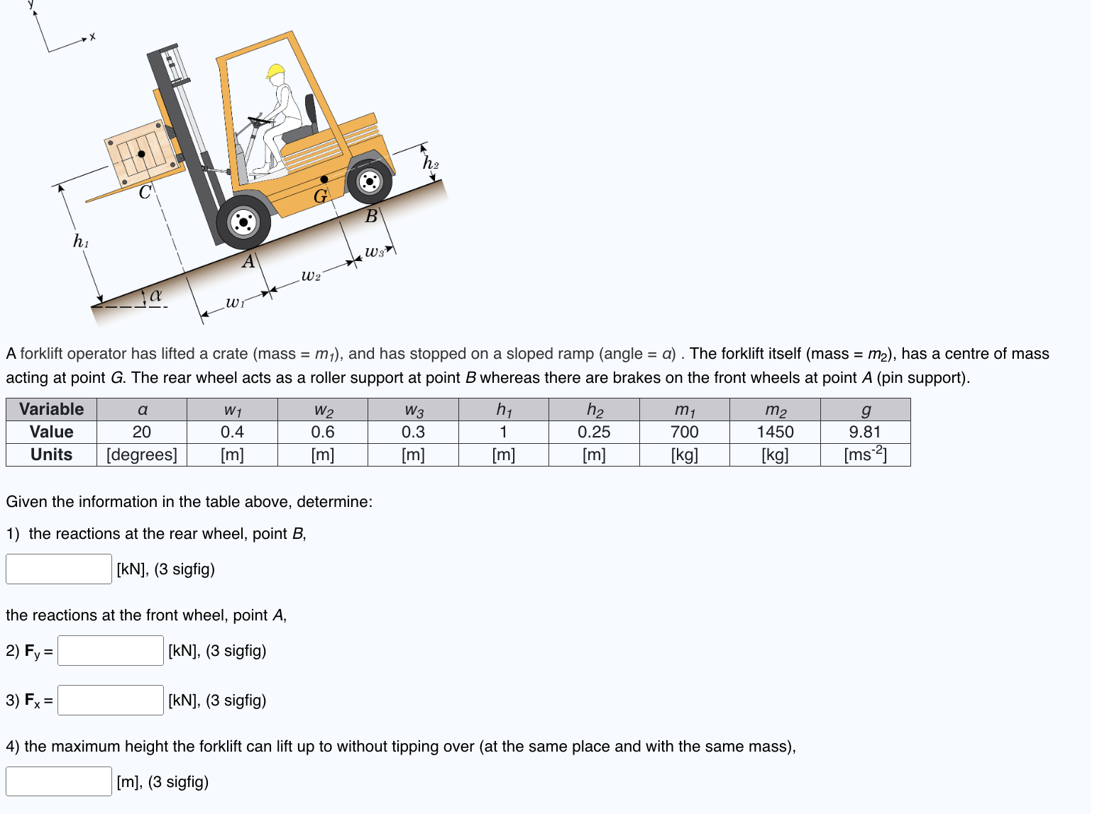 Solved A forklift operator has lifted a crate ( ﻿mass =m1 ), | Chegg.com