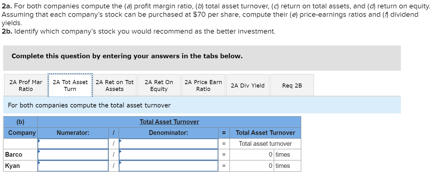 [Solved]: Problem 17-5A (Algo) Comparative ratio analysis