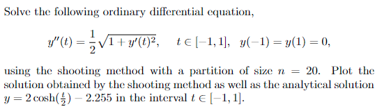 Solve the following ordinary differential equation, | Chegg.com