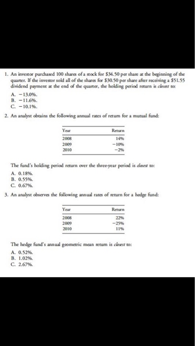 Solved . An investor purchased 100 shares of a stock for | Chegg.com