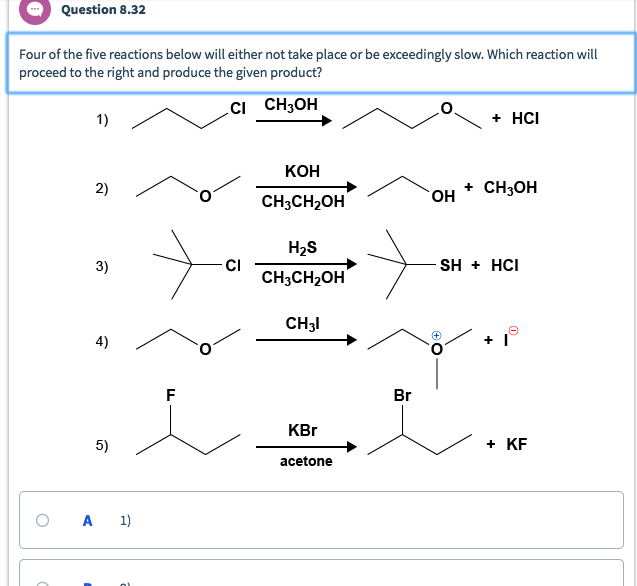 Solved Question 8.32 Four of the five reactions below will | Chegg.com