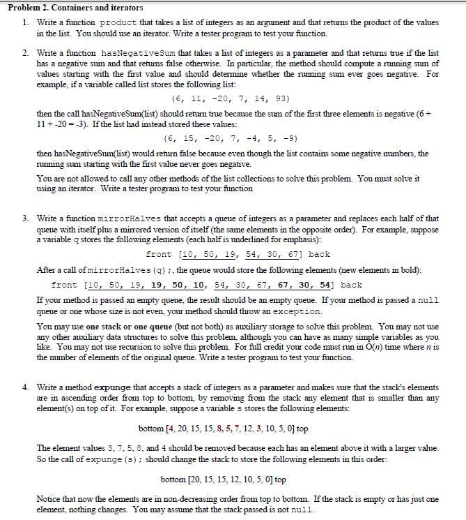 Solved Problem 2. Containers and iterators 1. Write a | Chegg.com