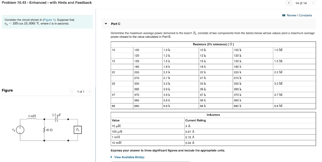 Solved Problem 10.43 - Enhanced - with Hints and Feedback 14 | Chegg.com