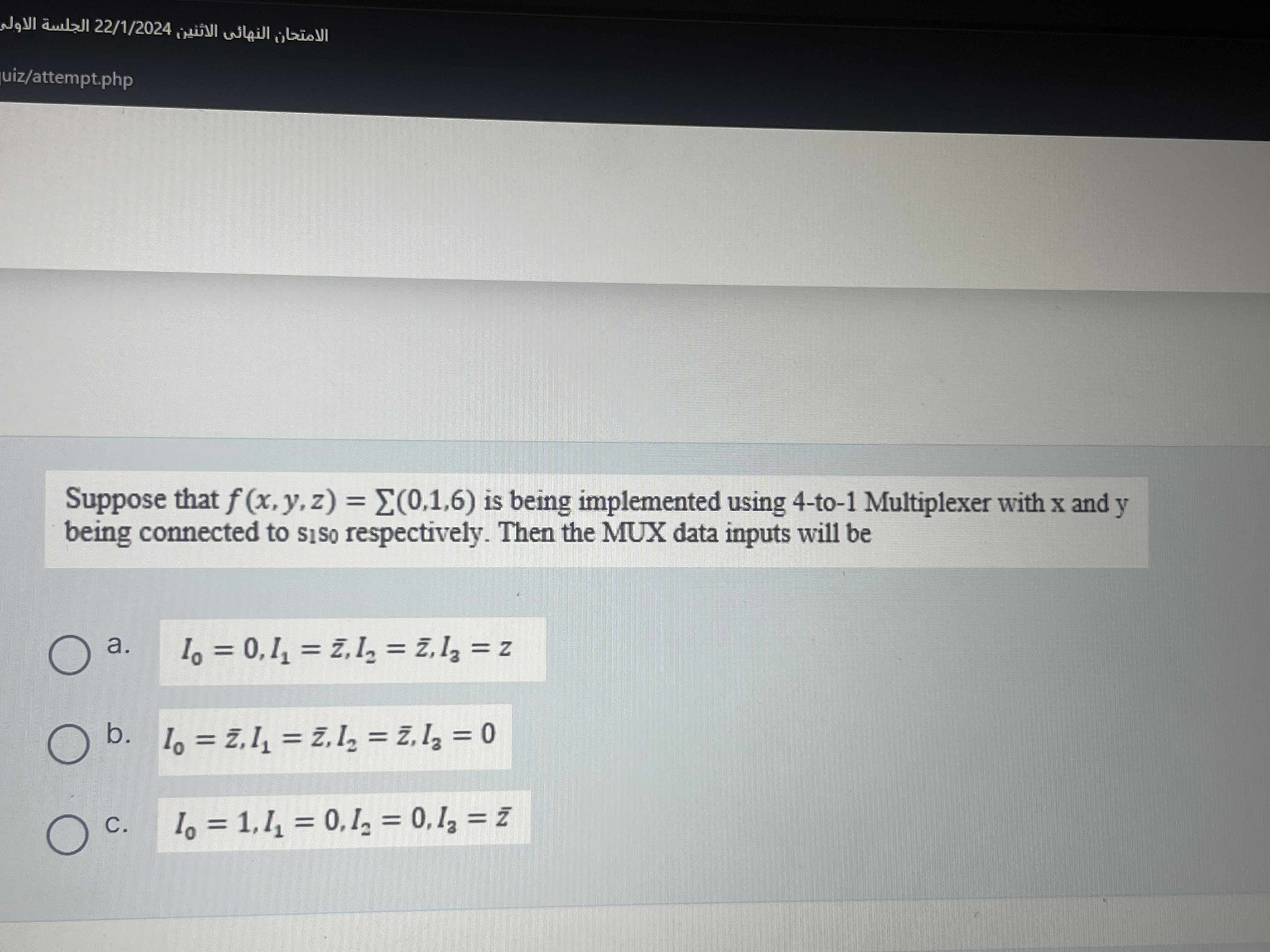 Solved Suppose that f(x,y,z)=Σ(0,1,6) ﻿is being implemented | Chegg.com