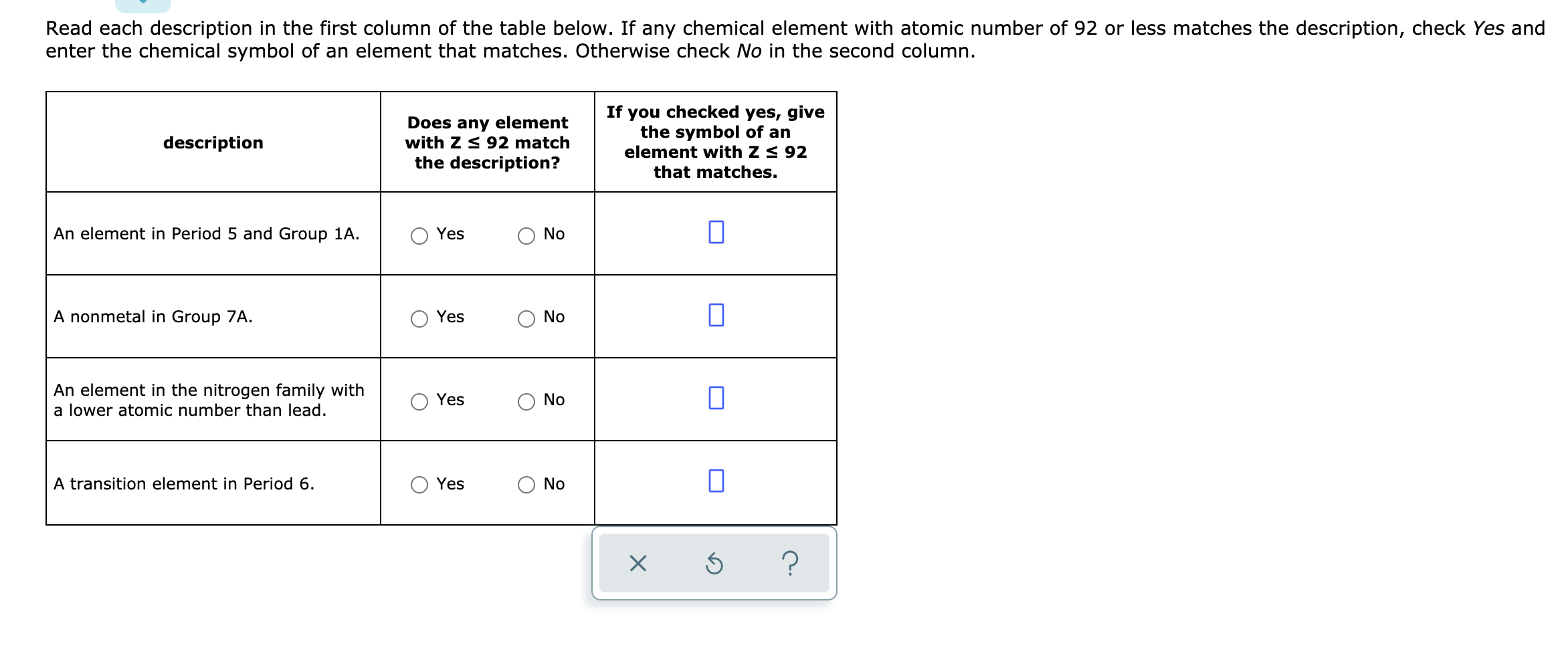 Solved Read each description in the first column of the | Chegg.com