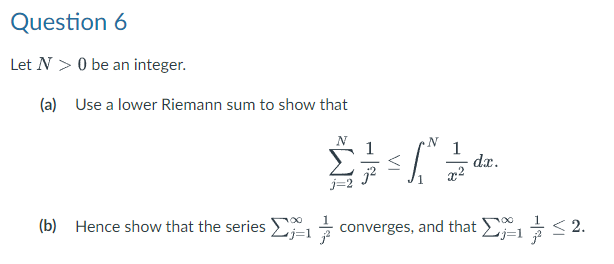 Solved et N>0 be an integer. (a) Use a lower Riemann sum to | Chegg.com