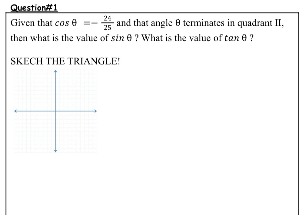 Solved Question#1 Given that cos 0 =- and that angle 0 | Chegg.com