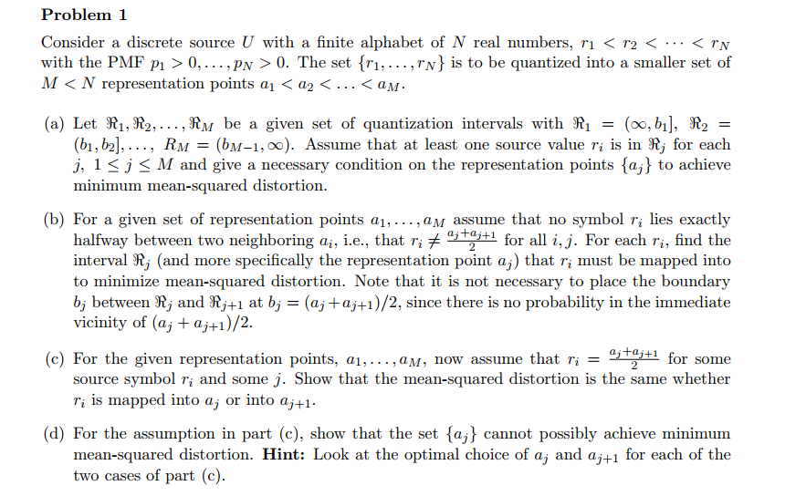 Solved Problem 1 Consider a discrete source U with a finite | Chegg.com