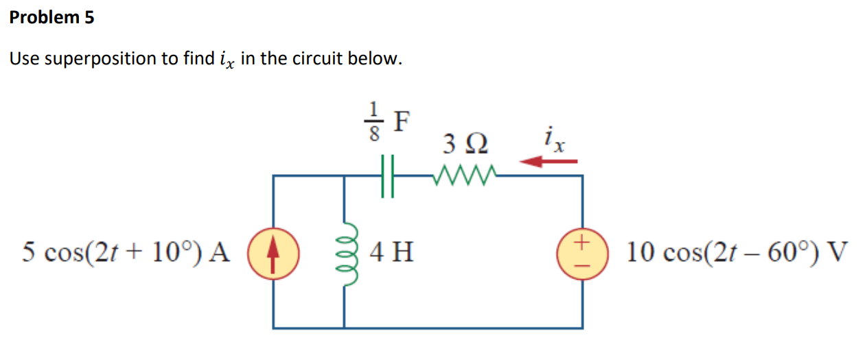 Solved Problem 5 Use superposition to find ix in the circuit | Chegg.com