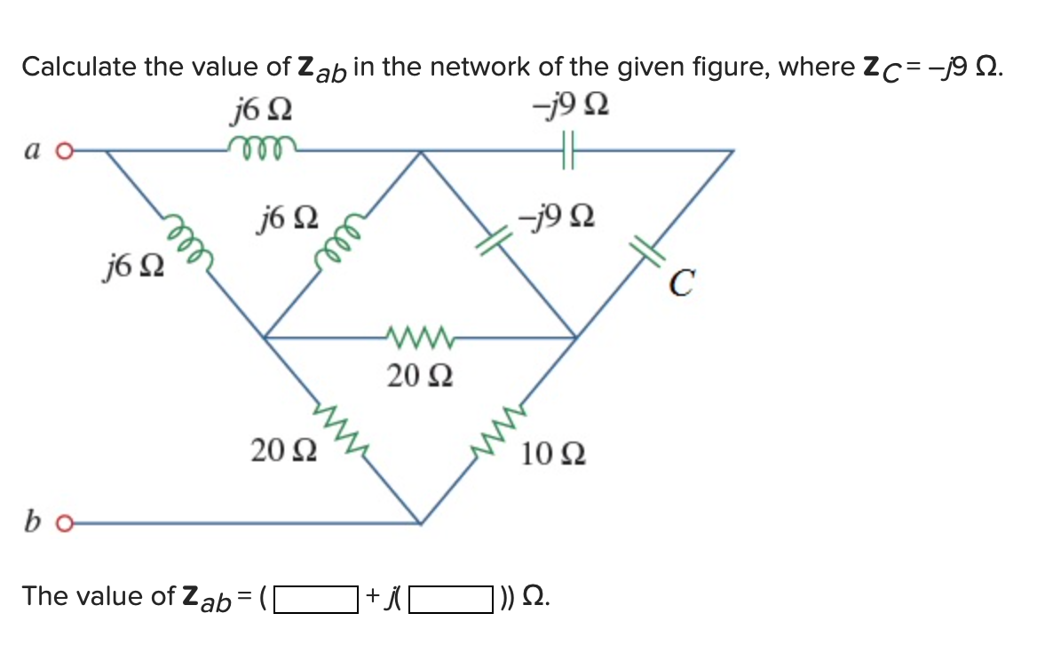 Solved Calculate the value of Zab in the network of the | Chegg.com