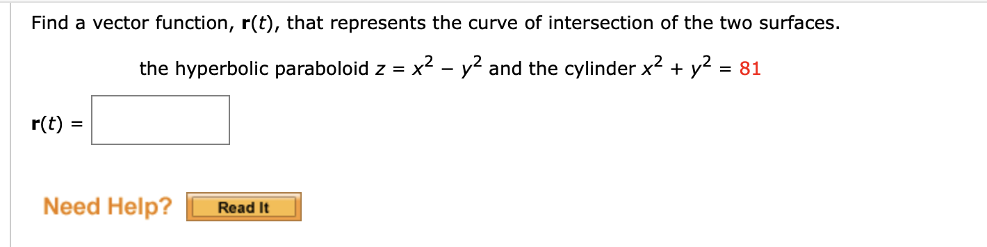 Solved Find a vector function, r(t), that represents the | Chegg.com