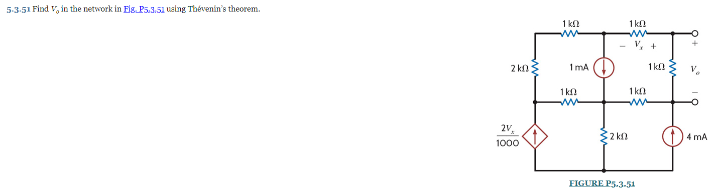 Solved 5-3-51 Find Vo in the network in Fig. P5:3.51 using | Chegg.com