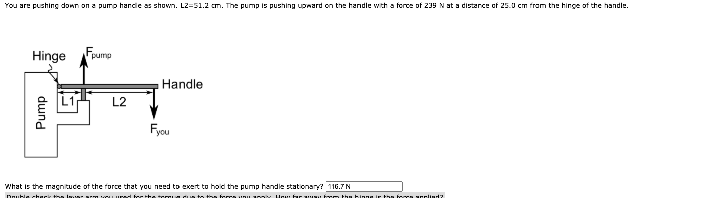 Solved You are pushing down on a pump handle as shown. | Chegg.com