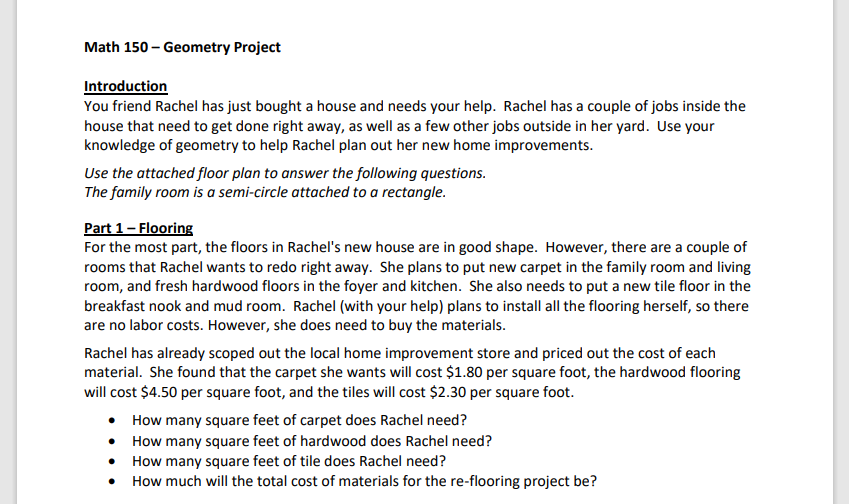 Math 150 - Geometry Project Introduction You friend | Chegg.com