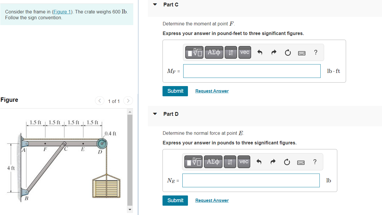 Solved Consider the frame in (Figure 1). The crate weighs | Chegg.com