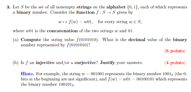 Solved 3 Let S Be The Set Of All Nonempty Strings On The 