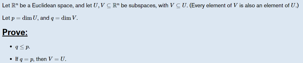 Solved Let Rn be a Euclidean space, and let U,V⊆Rn be | Chegg.com
