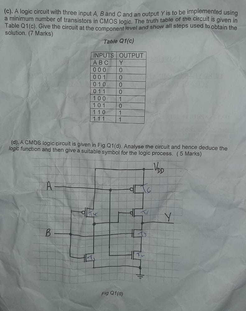 Solved Q1: (a). Consider three logic families: TTL, NMOS and | Chegg.com