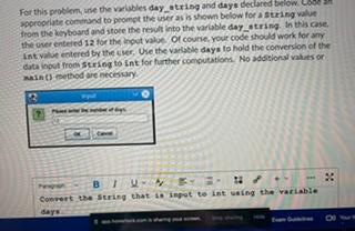 Solved For this problemuse the variables day_string and day | Chegg.com