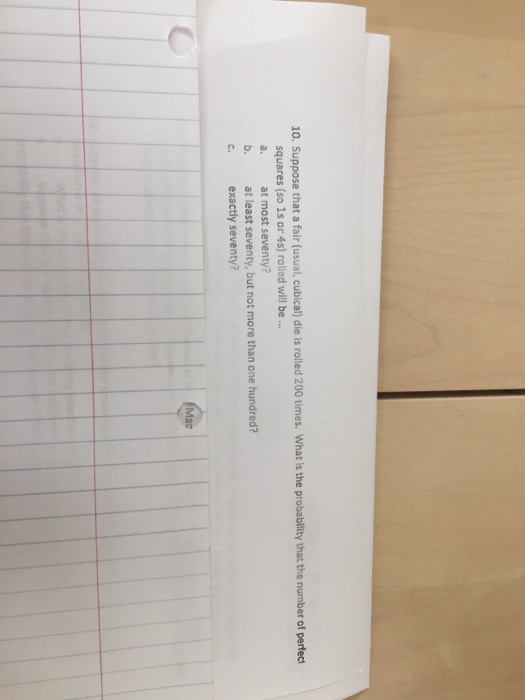 Solved Suppose that a fair (usual, cubical) die is rolled | Chegg.com