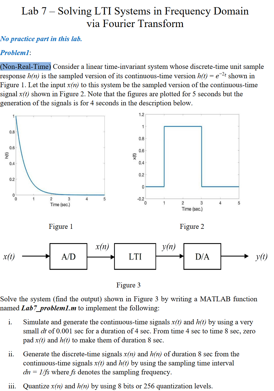 Lab 7 - Solving LTI Systems in Frequency Domain via | Chegg.com